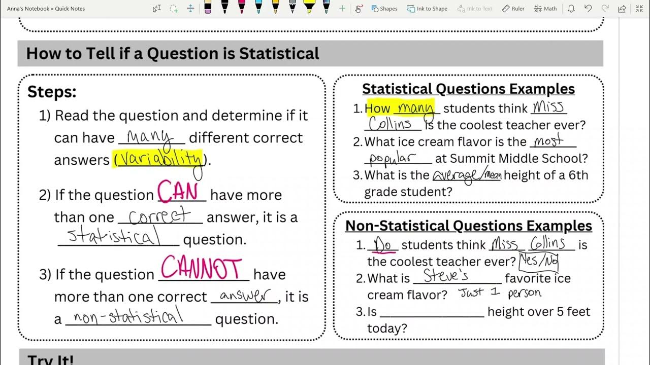 Topic 8 Lesson 8 1 Recognize Statistical Questions - YouTube