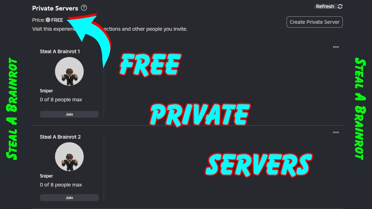 How to Get a *FREE* Private Server in Steal a Brainrot🤫 #roblox # ...