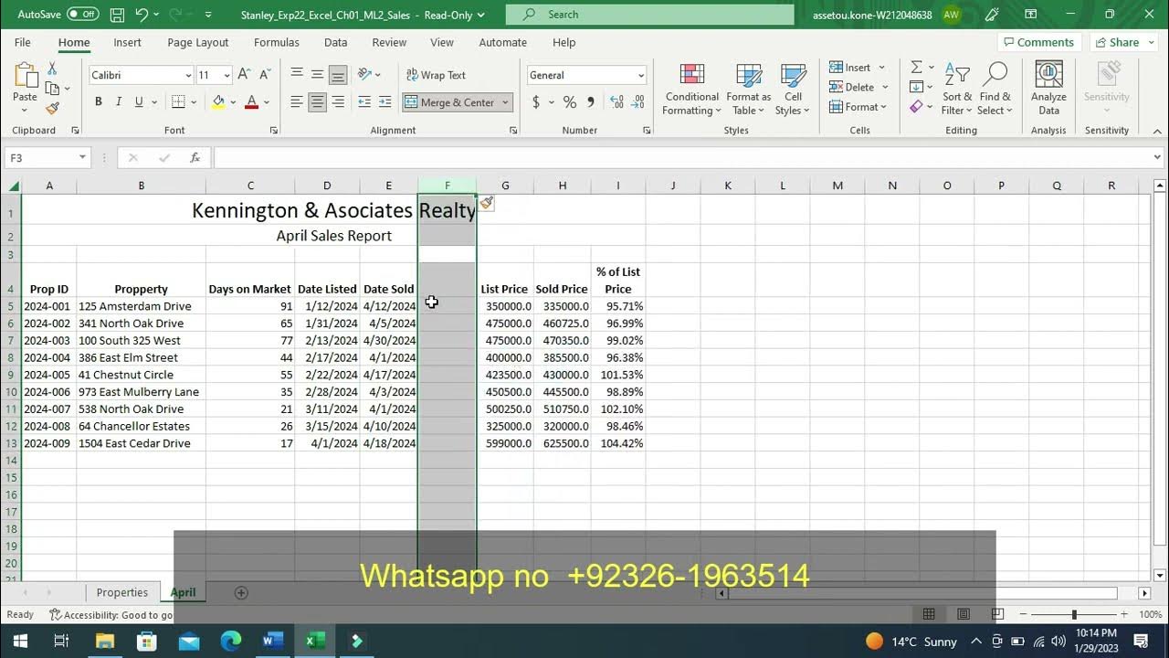 Exp22_Excel_Ch01_ML2_Sales | Exp22 Excel Ch01 ML2 Sales Step by Step - YouTube