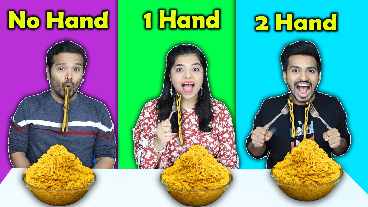 No Hand Vs one Hand vs Two Hand Eating Challenge | Hungry Birds - YouTube