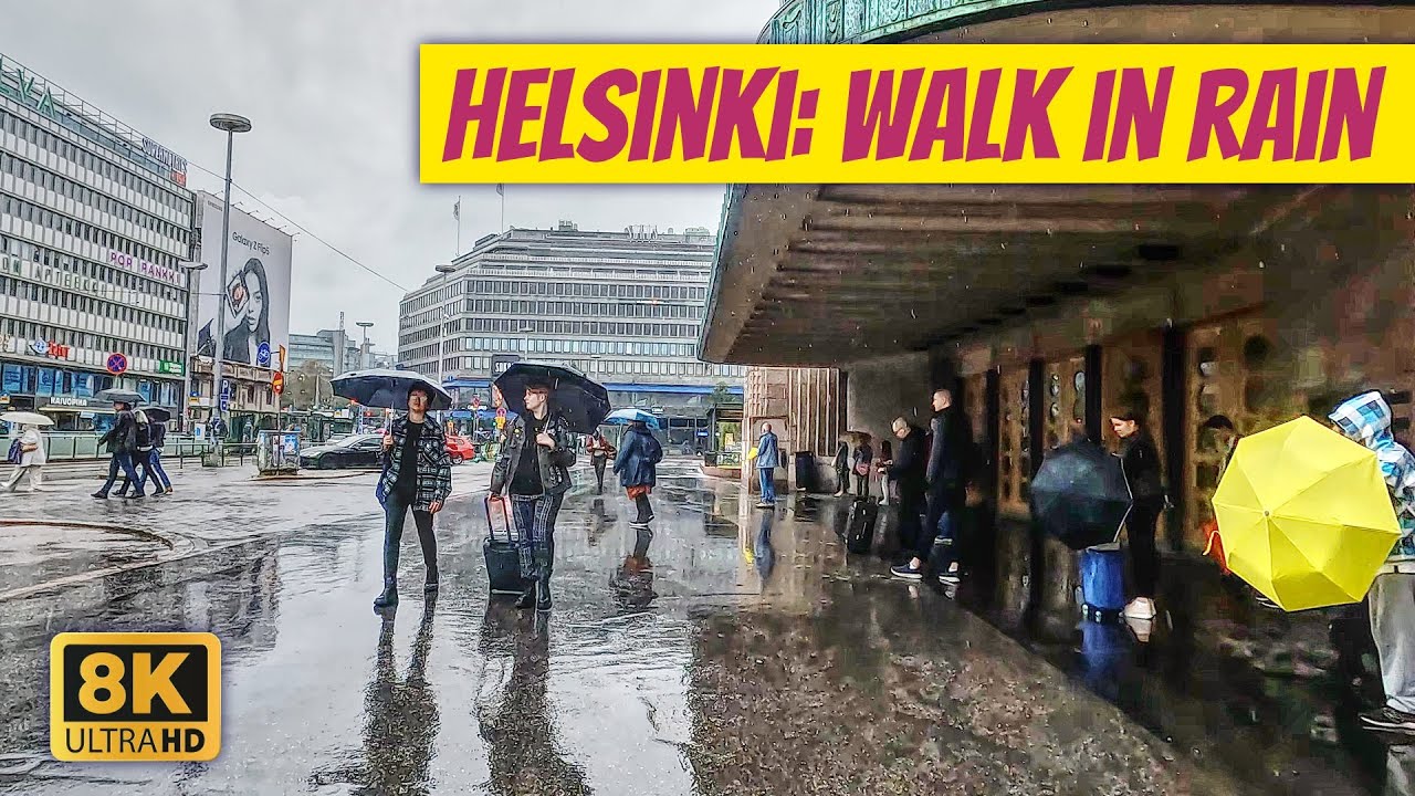 Walk in Rain ☔️ Helsinki Center 🇫🇮 8K HDR Walk in Finland - YouTube