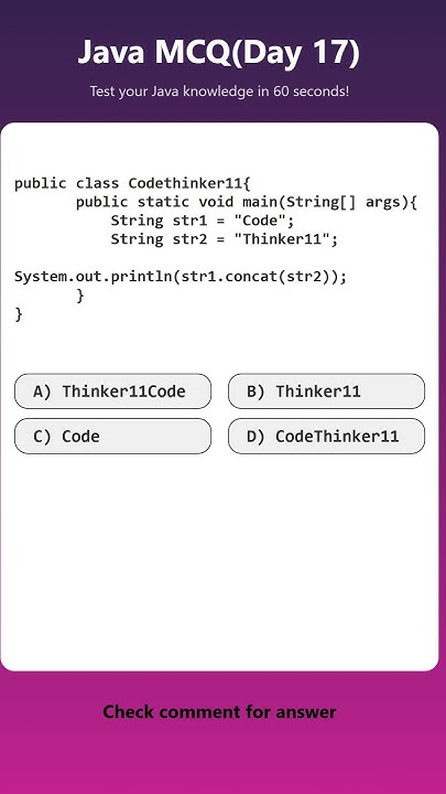 Core Java MCQ #java #javaee #javapractice #javaquiz #coding #javainterview # ...