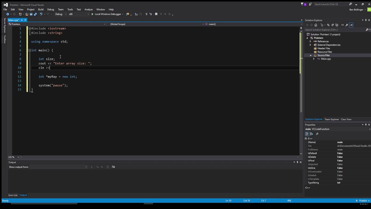 C Tutorial Dynamic Arrays And Pointers Youtube
