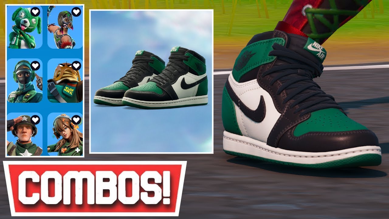 *NEW* BEST AIR JORDAN 1 HIGH 'PINE GREEN' KICKS COMBOS! | Fortnite ...