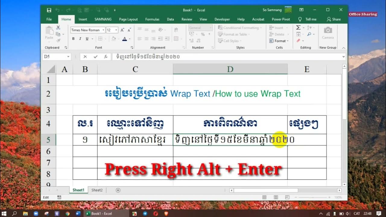 How to Use Wrap Text in MS Excel/របៀបប្រើប្រាស់Wrap Text នៅក្នុង Excel ...