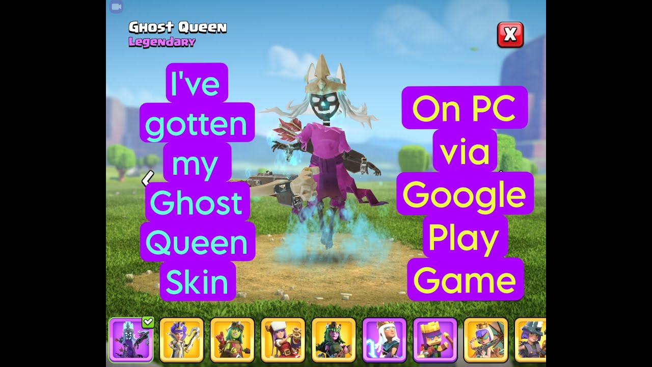 COC, Gotten my Ghost Queen Skin, on my PC via Google Play Game #mousy # ...