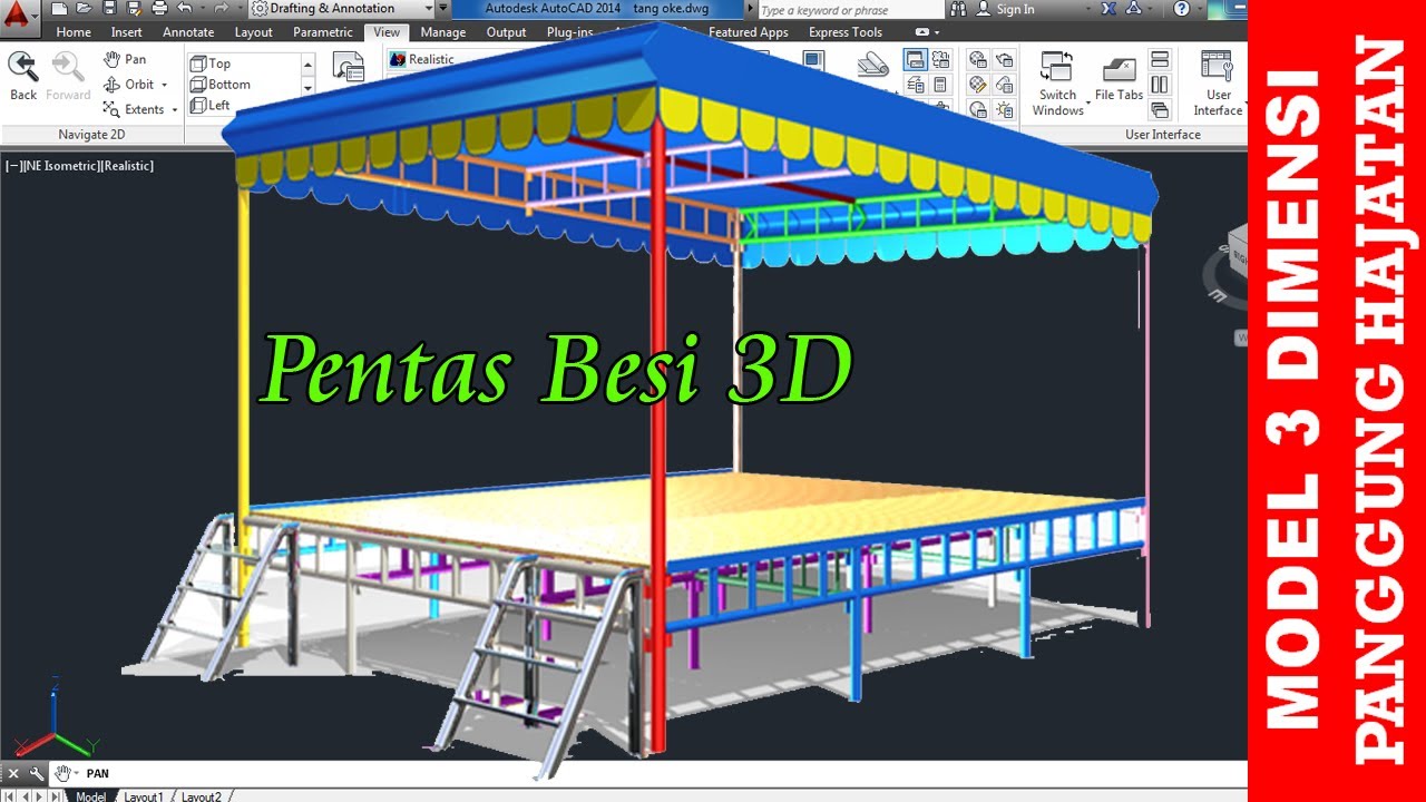 model 3d pentas panggung besi by tengbot - YouTube