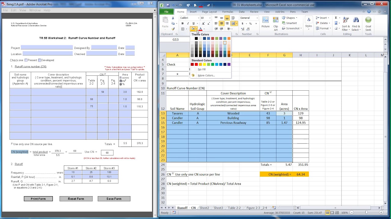 Part 2 Excel TR55 Worksheets - YouTube