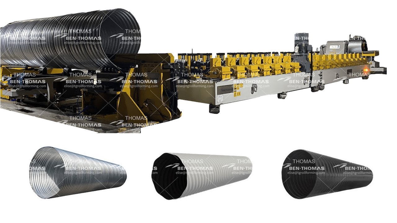 Helically corrugated metal pipes machine | Corrugated steel pipe mill ...