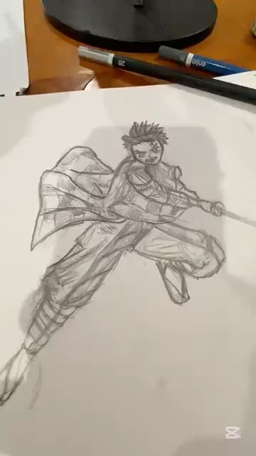 Drawing Tanjiro Action Figure - Dynamic Pose - Day 13 #drawingshorts # ...
