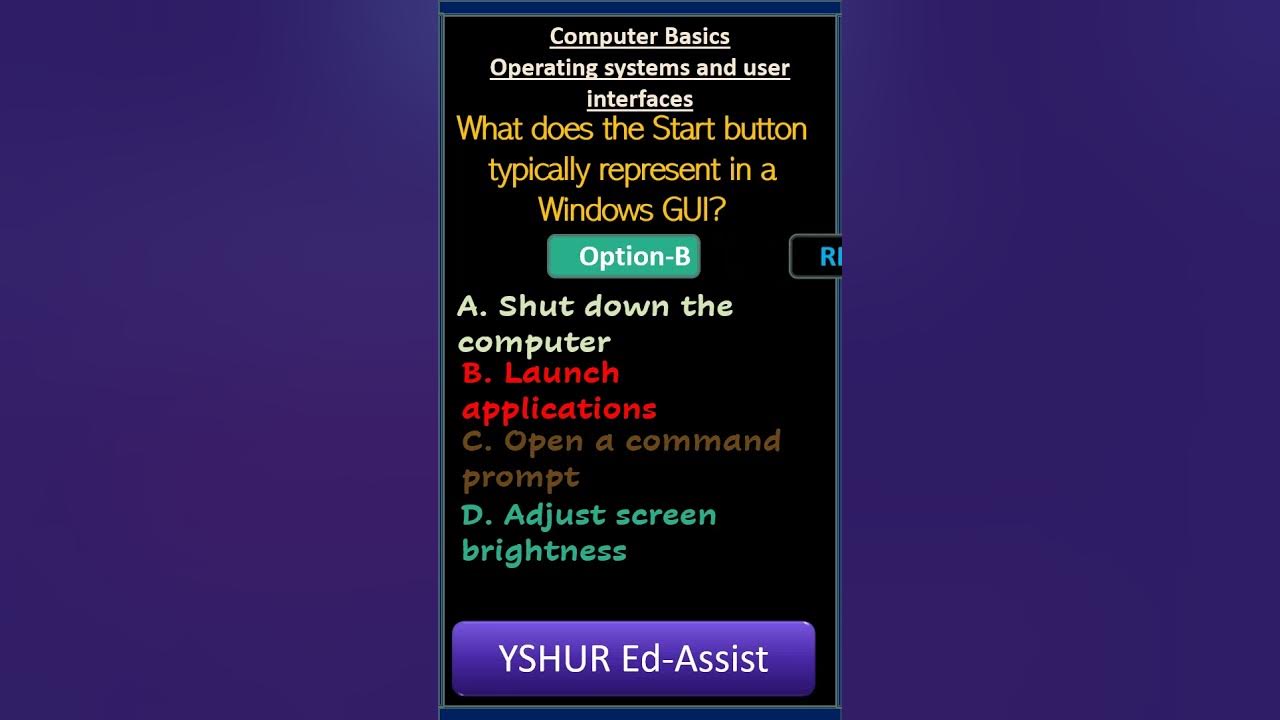 Start Button | Computer Basics | Operating Systems and User Interfaces #mcqs #dsc #groups # ...