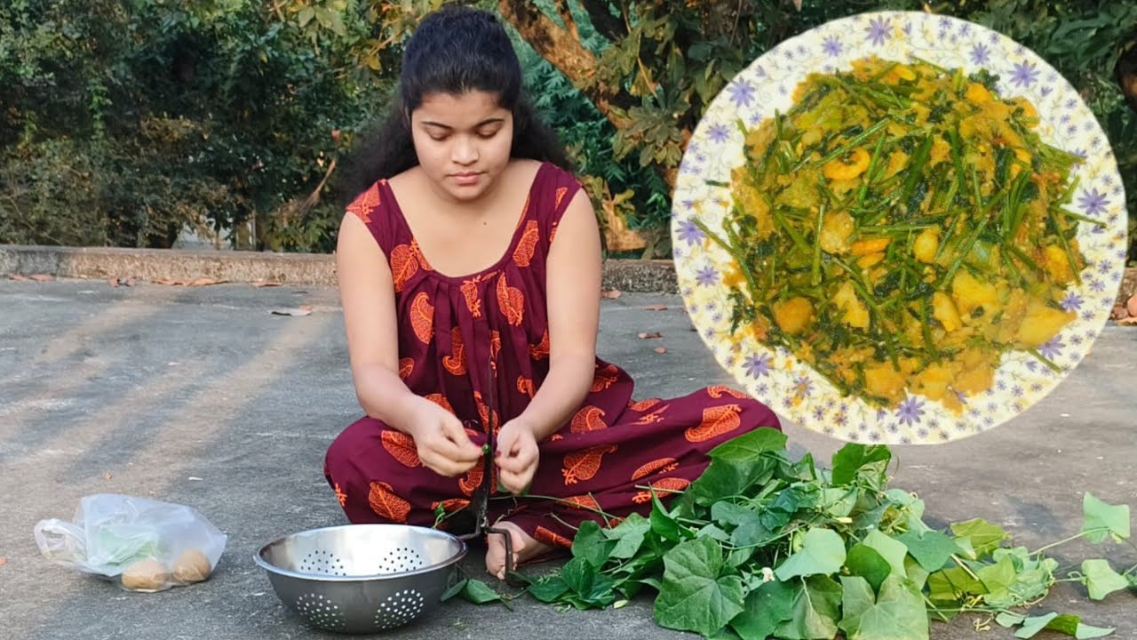 টাটকা তেলাকচু শাকের চিংড়ি মাছ দিয়ে রান্না ll Telakochu shak recipe ll ...