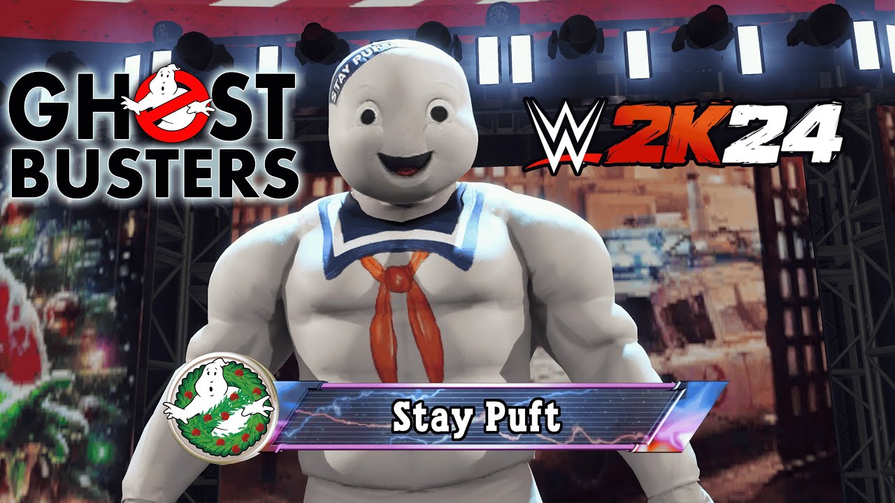 The Ghostbusters vs Stay Puft - Xmas edition (WWE 2k24) - YouTube