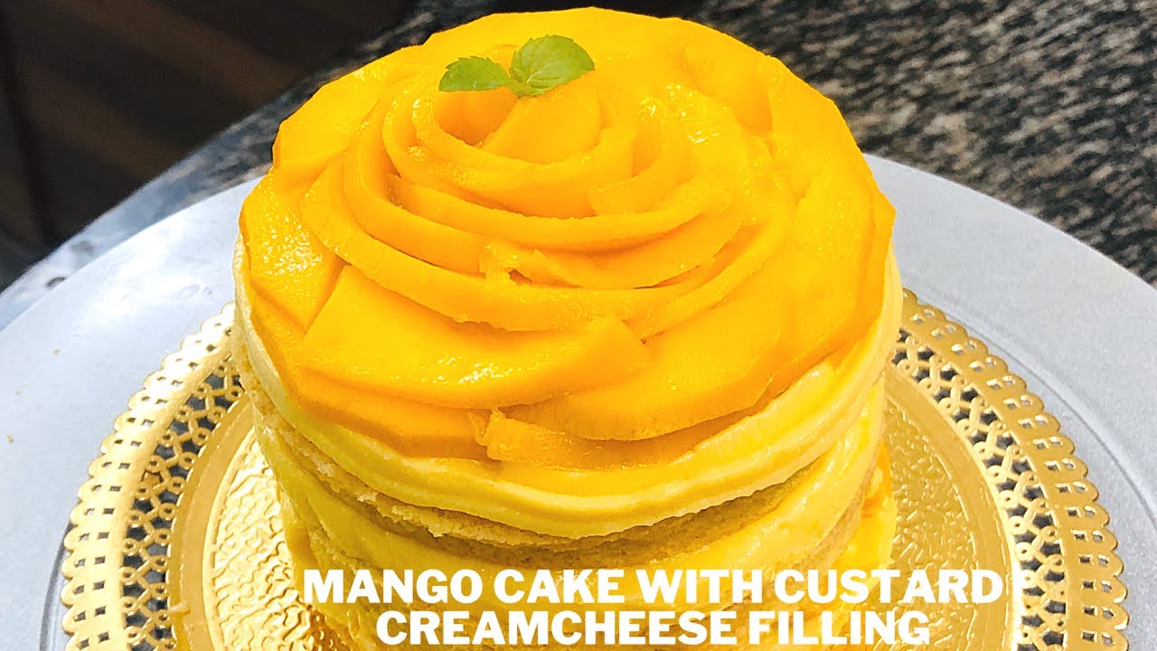 Mango Cake With Custard Cream Cheese Filling #mangocake # ...