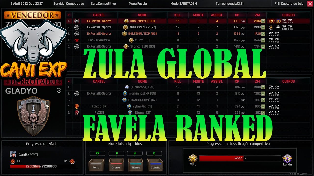 ZULA GLOBAL FAVELA RANKED - YouTube