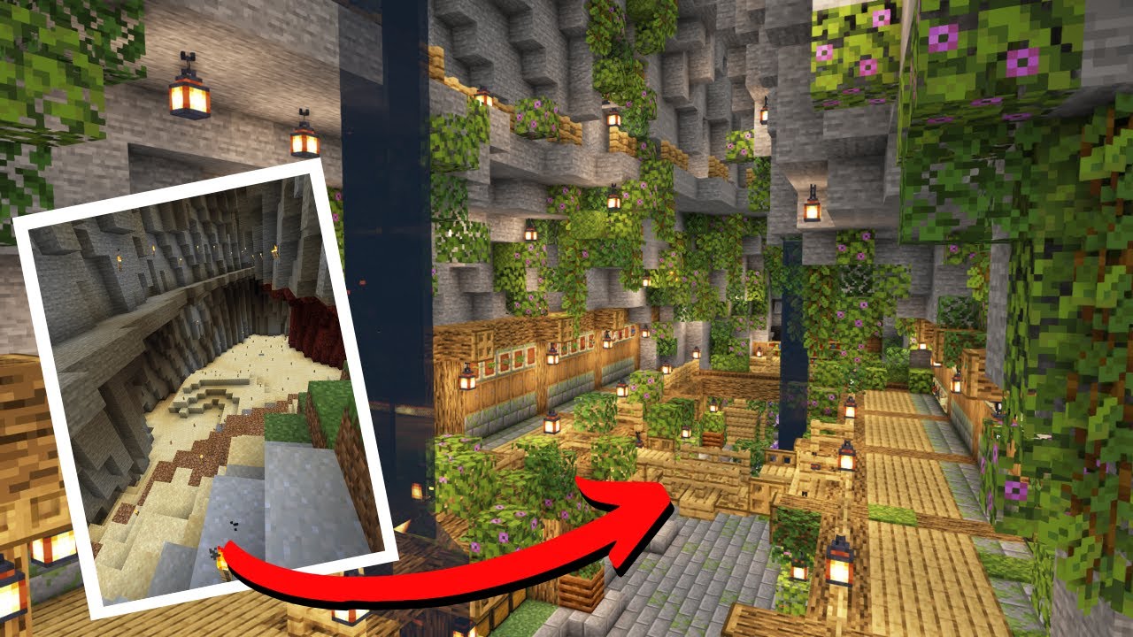 Minecraft Cave Transformation! Building a Hot Spring Storage Room ...