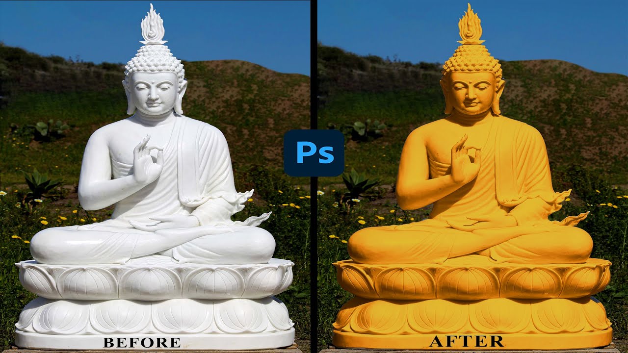 change white statue into golden in photoshop - YouTube