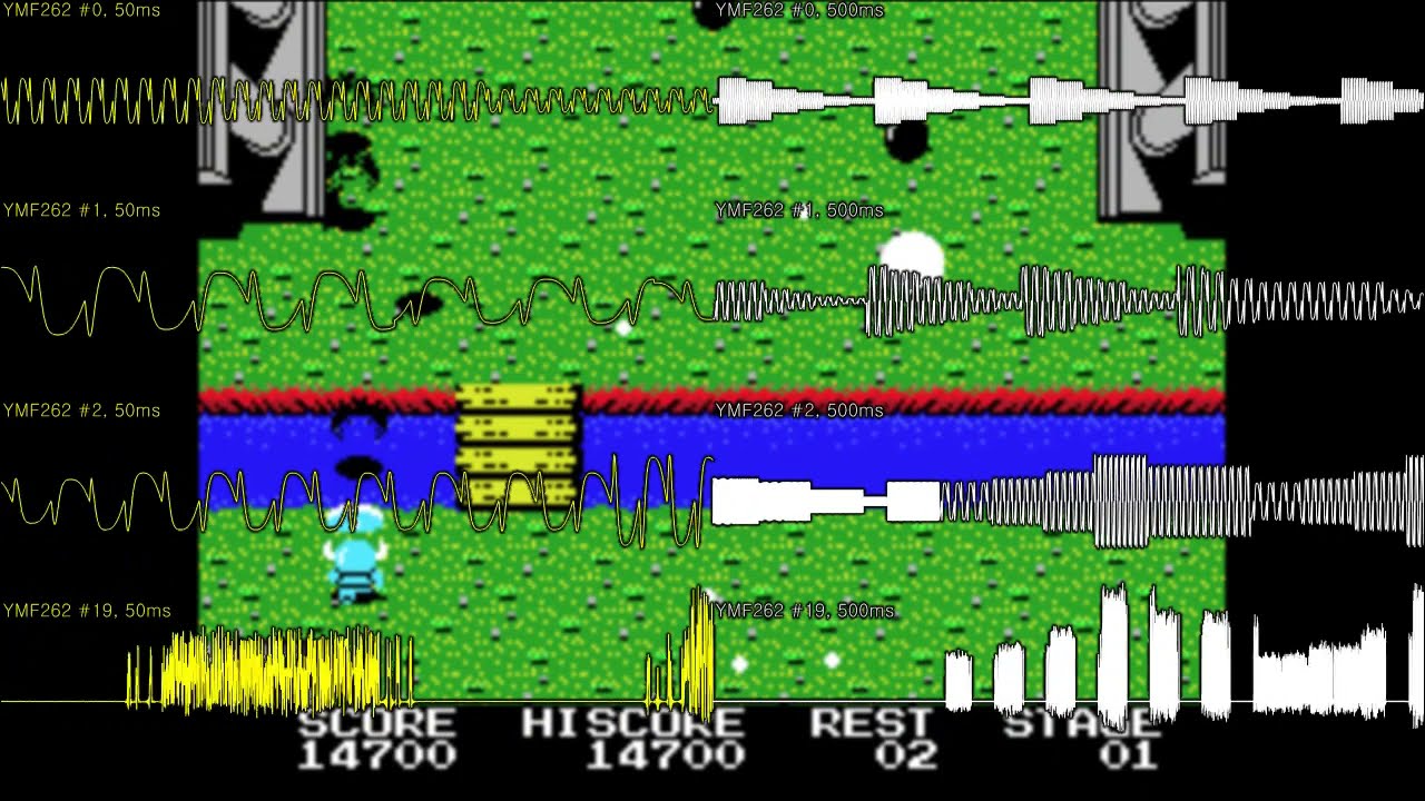 Knightmare for MS DOS adlib sound oscilloscope view 마성전설 도스판 사운드 파형 ...
