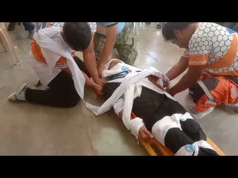 Spine Boarding Bandaging - YouTube