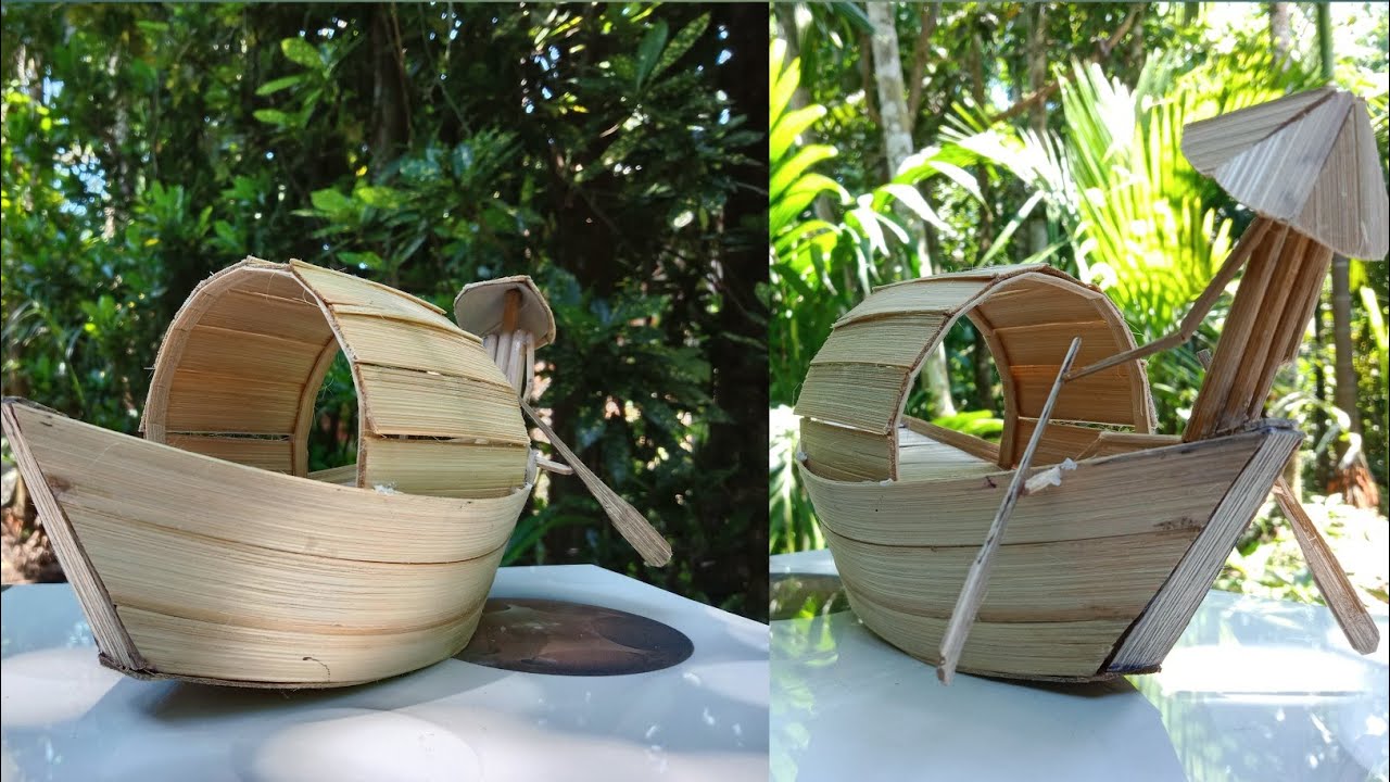 how to make a mini boat/how to make mini boat with bamboo/home made ...