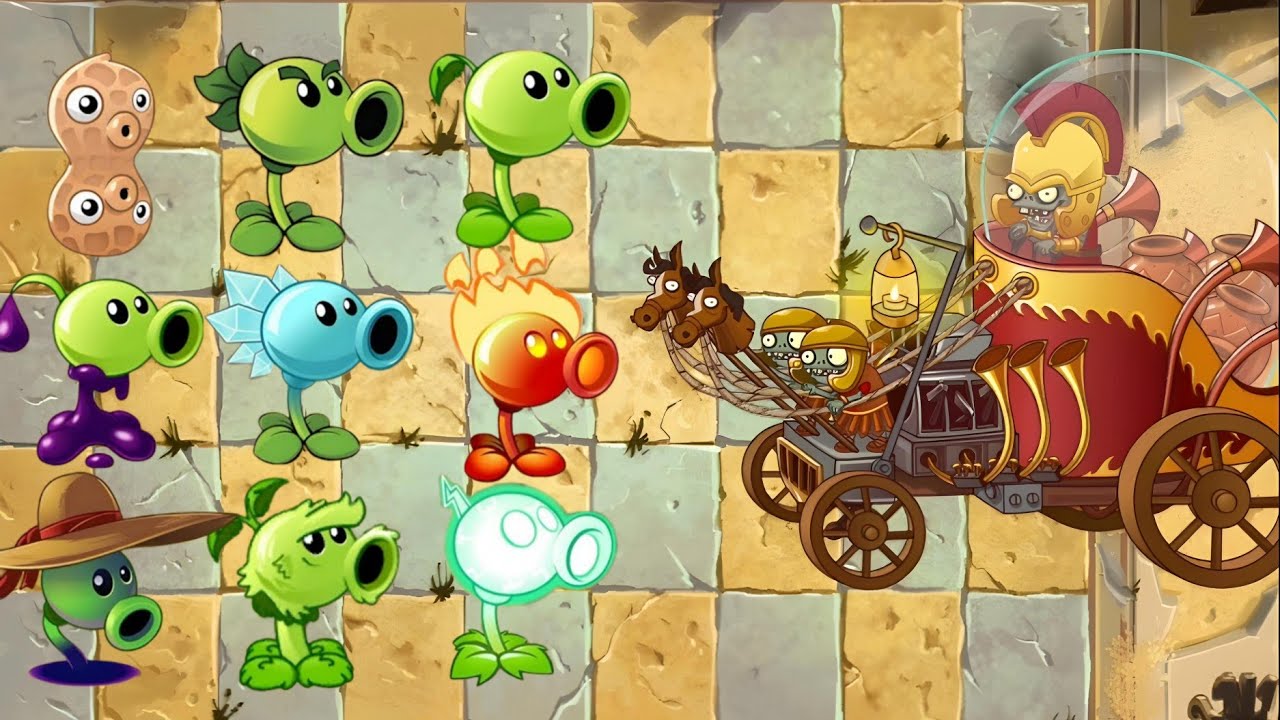 Plants Vs. Zombies 2 - Roman Zomboss Vs. All Pea Plants Max Level - YouTube