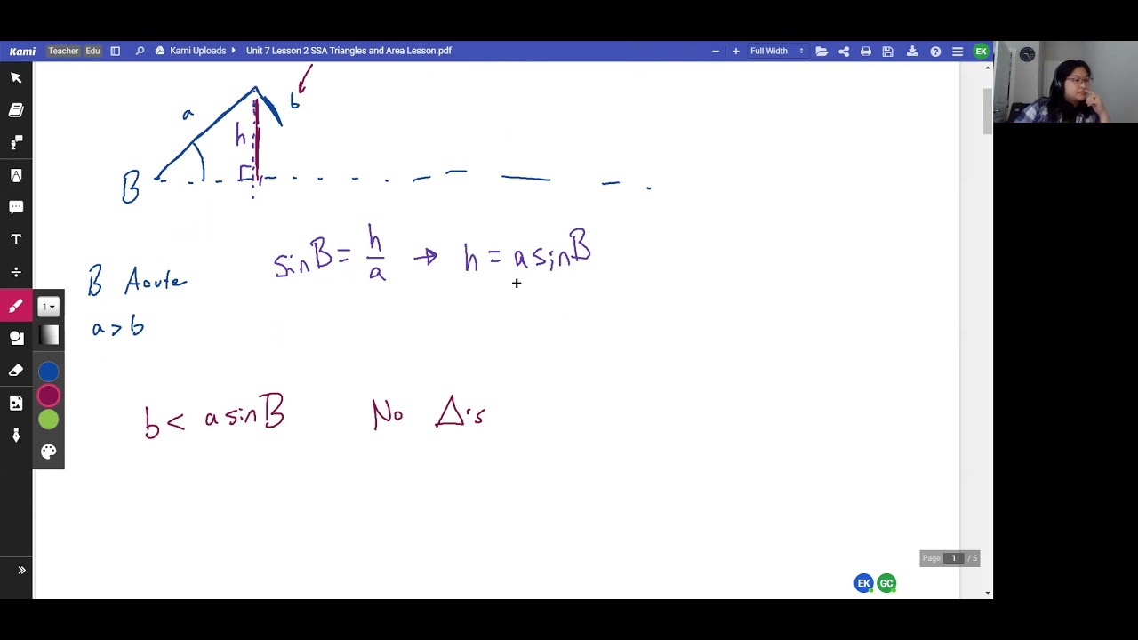 Precalculus B Unit 7 Lesson 2 SSA Triangles and Area - YouTube