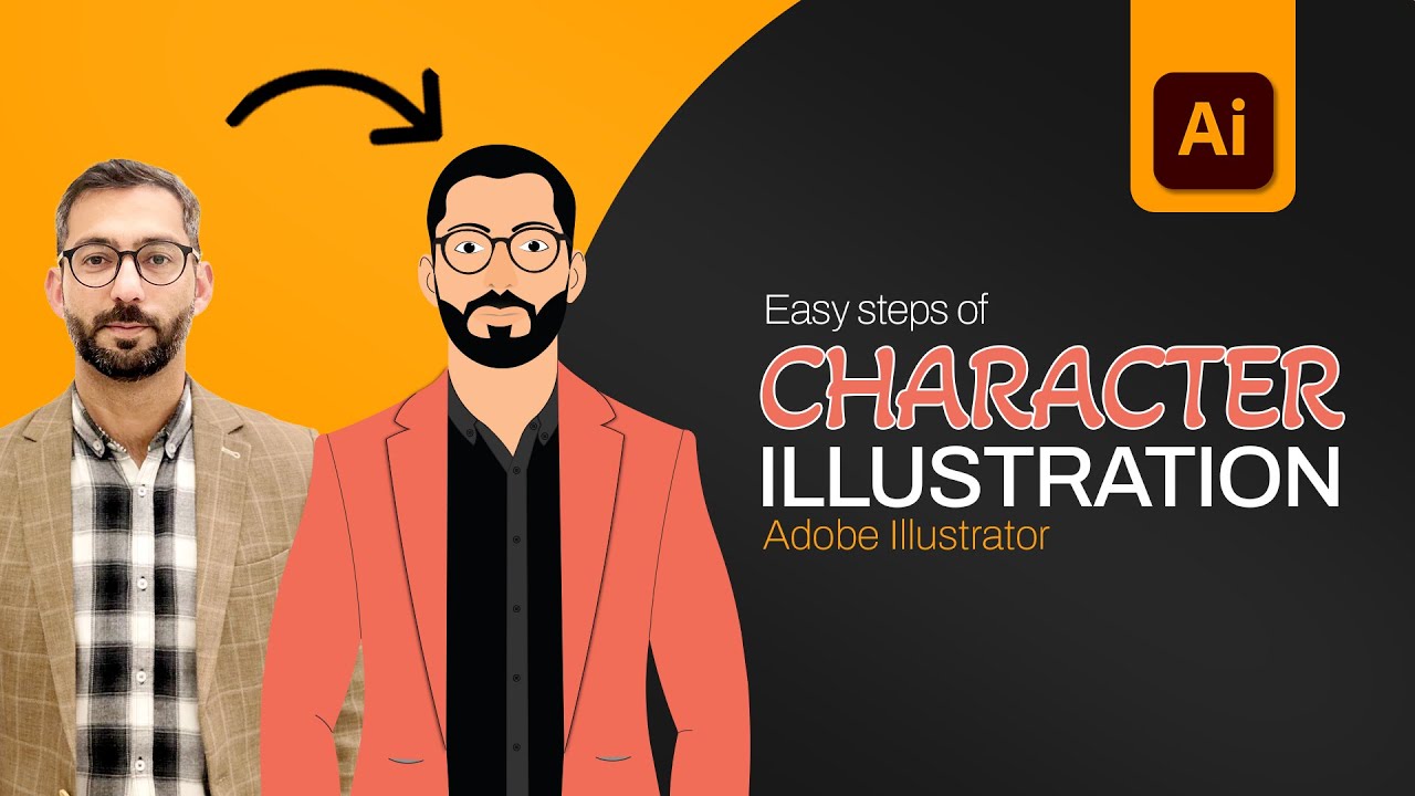 Easy Steps of Character Illustration in Adobe Illustrator - YouTube