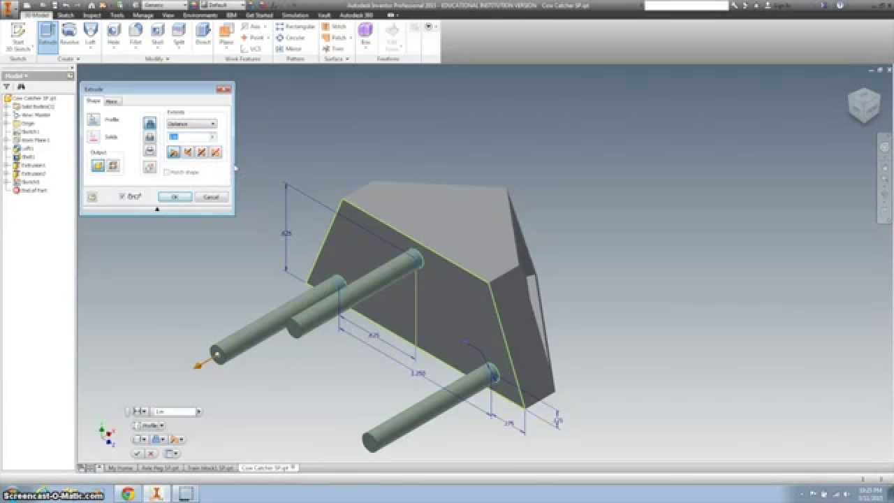 Cow Catcher design on Inventor - YouTube