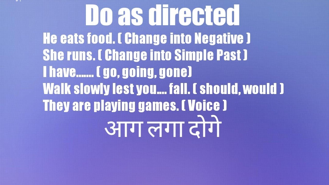 Do as directed ( English Grammar - 9th to 12th ) - YouTube