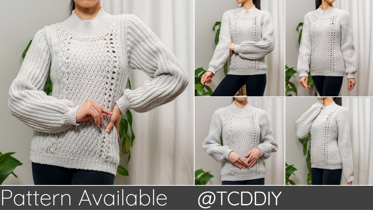 How to Crochet a Cable Stitch Sweater | Pattern & Tutorial DIY - YouTube