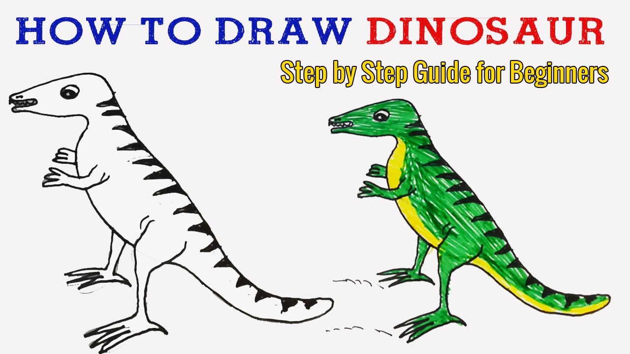 How to Draw a Dinosaur Easy | Dinosaurs Drawing Lesson Step by Step ...