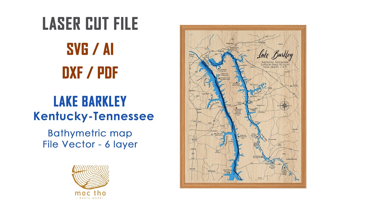 Digital file SVG - Lake Barkley KY wooden map 3d nautical - YouTube