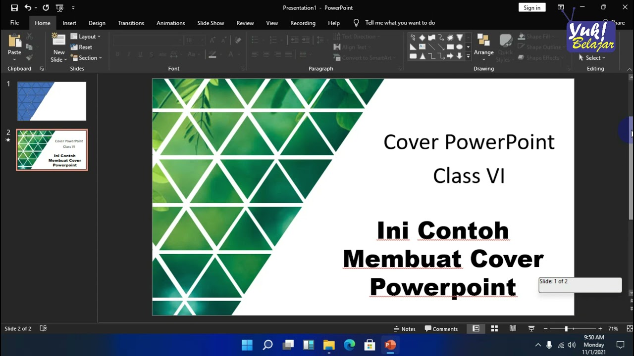 Yuk Belajar PowerPoint - TIK Kelas 6 Cara Membuat Cover Presentasi ...