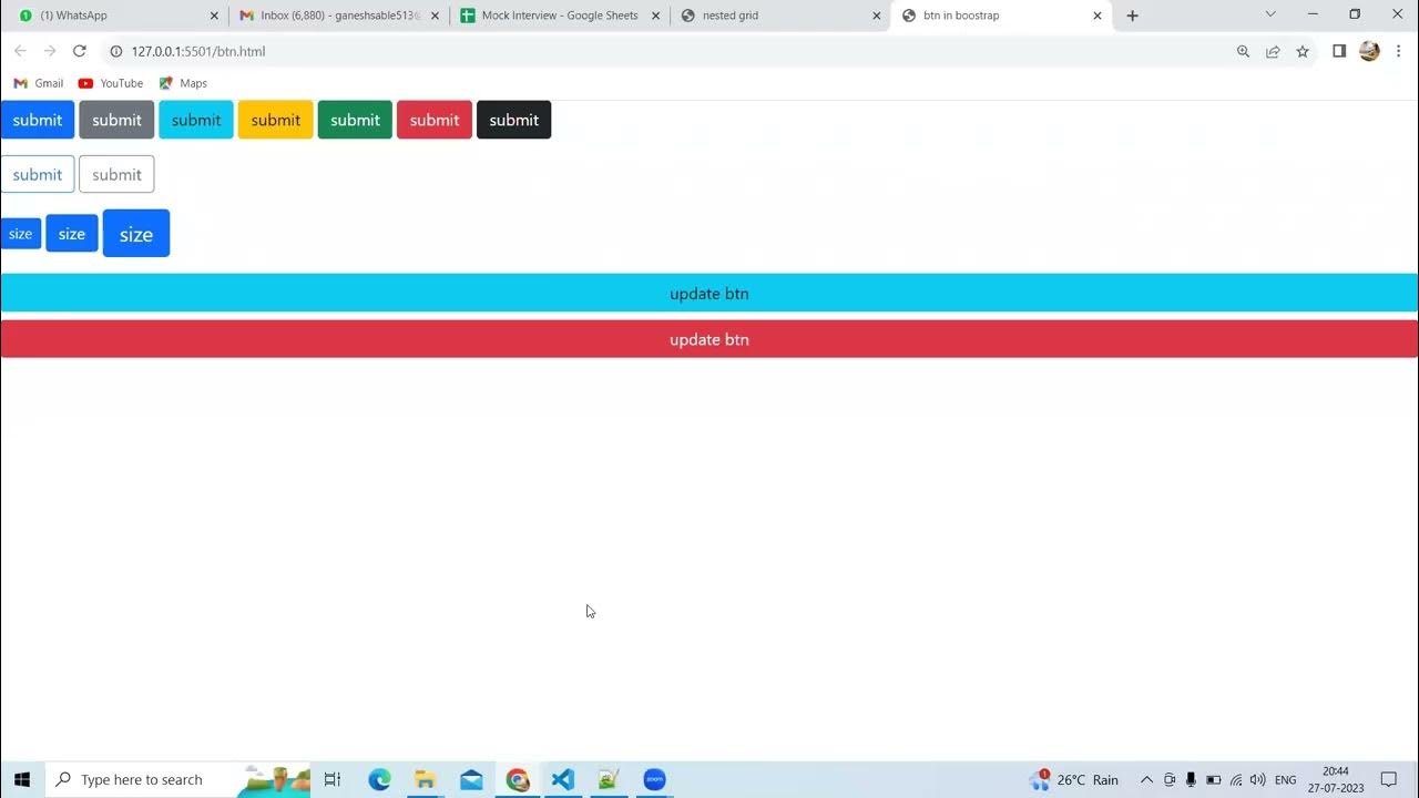 Bootstrap Session 04 (Btn And Btn Group) - YouTube