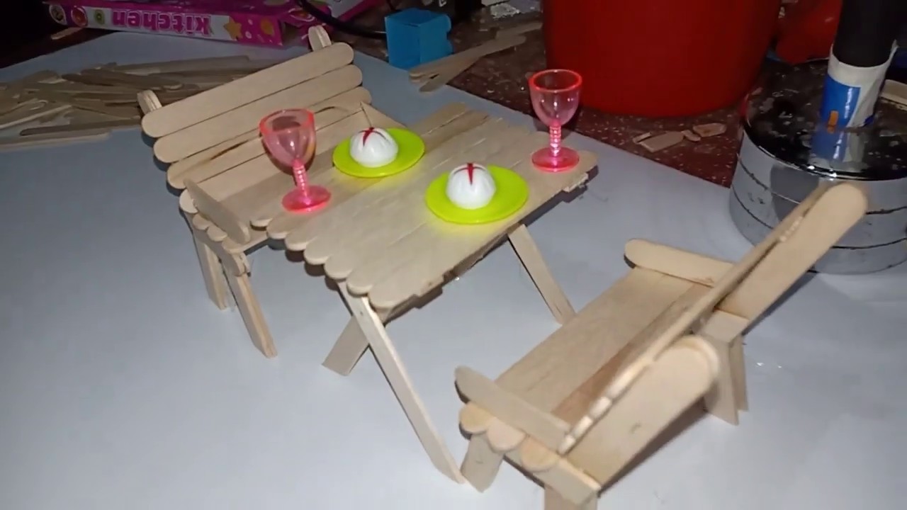 DIY- Amazing Romantic Table Set from Popsicle Sticks - YouTube