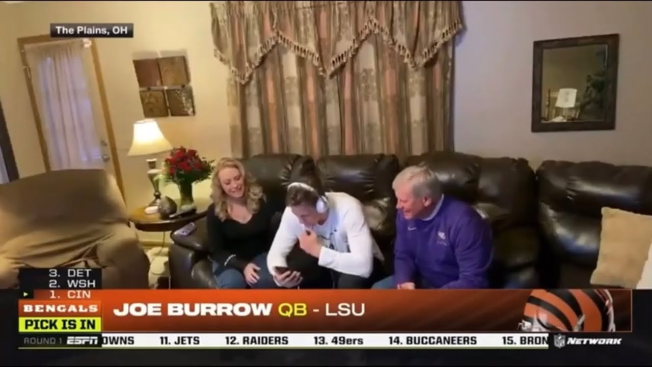 Joe Burrow Gets Drafted #1 Overall - YouTube