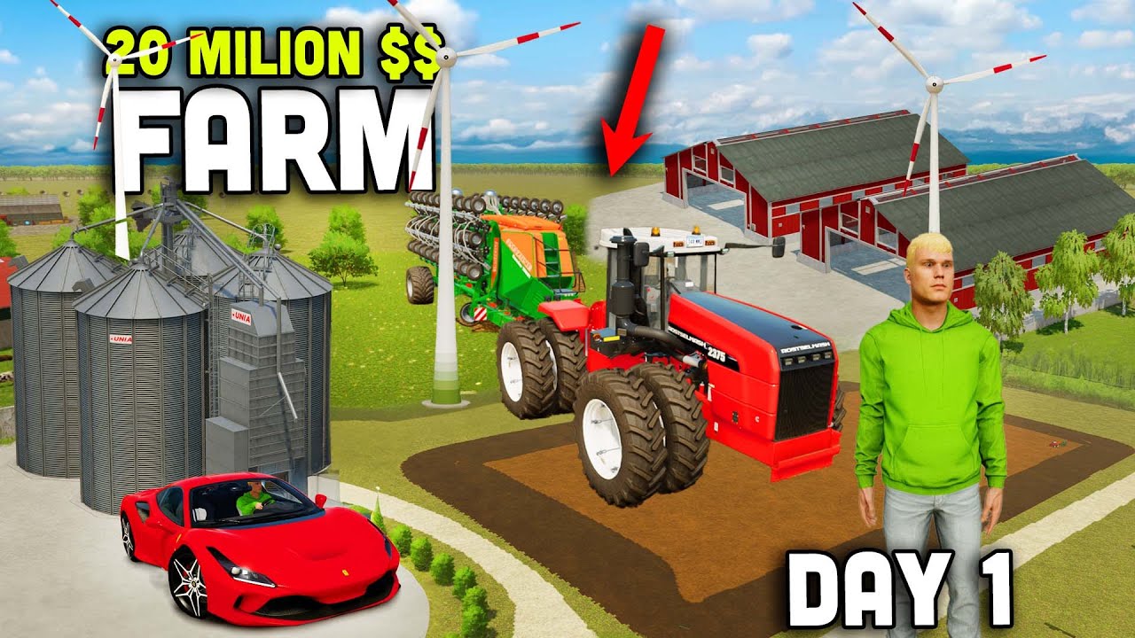 DAY 1 👉 20 MILLION $$ Farm on FLAT MAP! 🚜 FIRST HUGE FIELD! - YouTube
