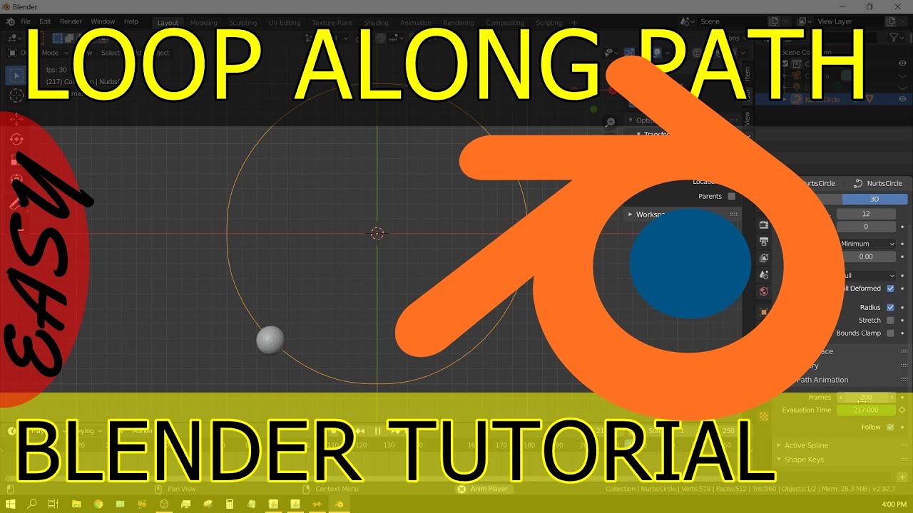 Object Follow Loop Along Path Tutorial Blender - YouTube