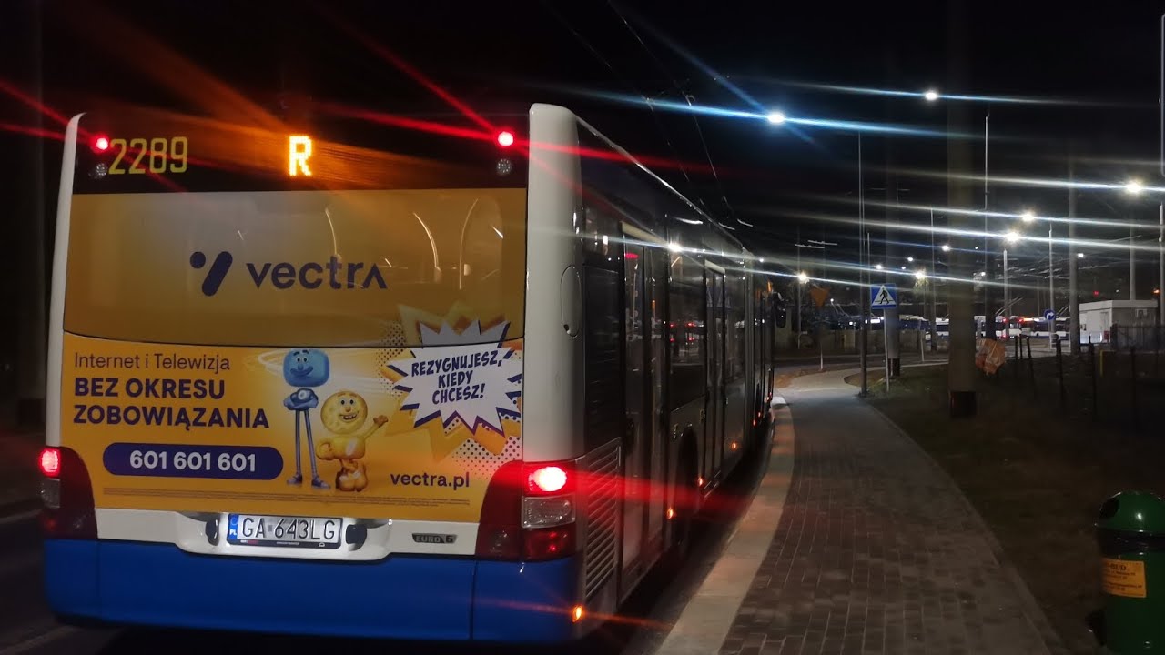 PKM Gdynia linia R kierunek Gdynia Kacze Buki MAN NG323 Lion`s City G ...