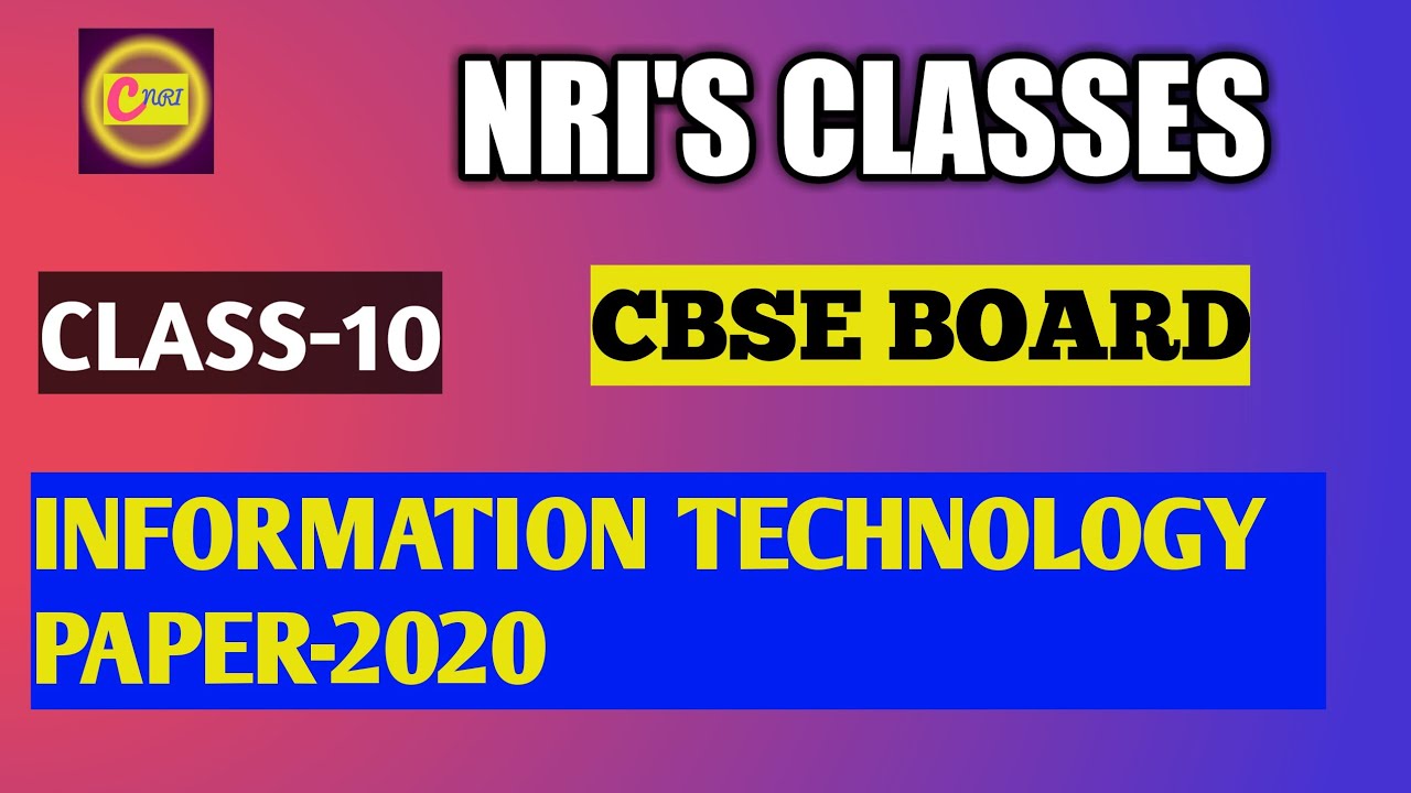 Class10pyqinformationtechnology2020paperartificialintelligence Youtube