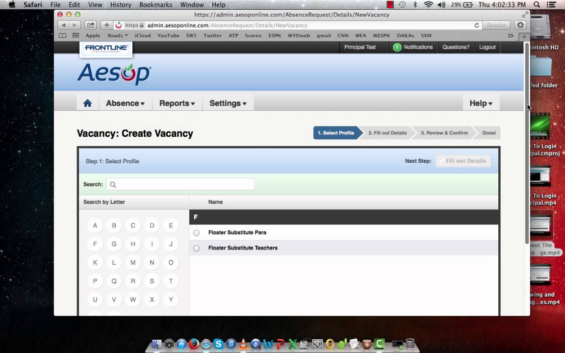 Creating Absences and Vacancies in AESOP - YouTube