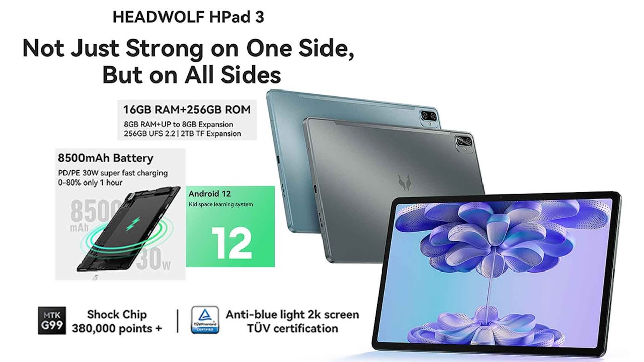 Headwolf HPad 3 Android Tablet PC with Helio G99, 16GB RAM, 8500mAh ...