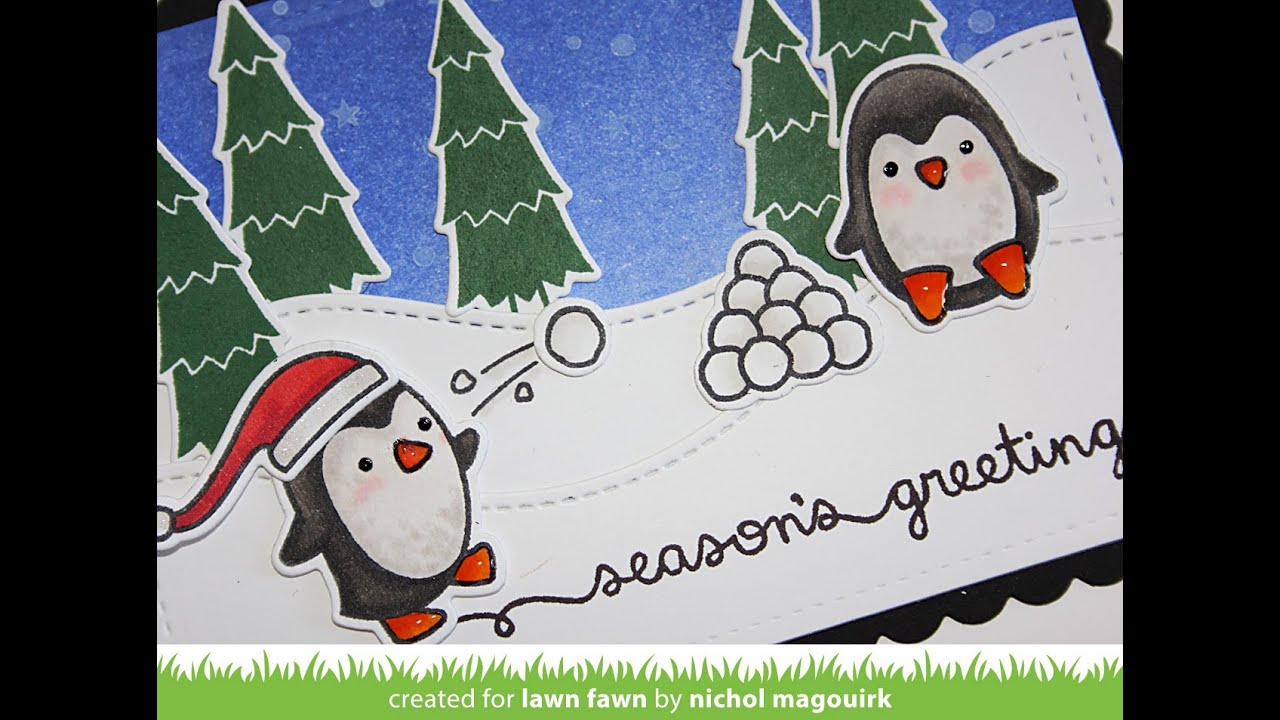 Lawn Fawn | Winter Scripty Sayings + Scalloped Rectangles - YouTube