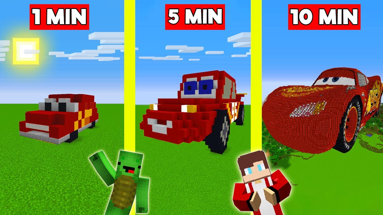 McQueen Build Battle In Minecraft - NOOB VS PRO CHALLENGE - Maizen ...