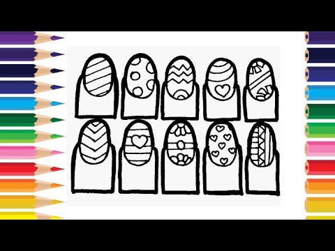 Easy nails coloring for kids....Nails drawing coloring book pages ...