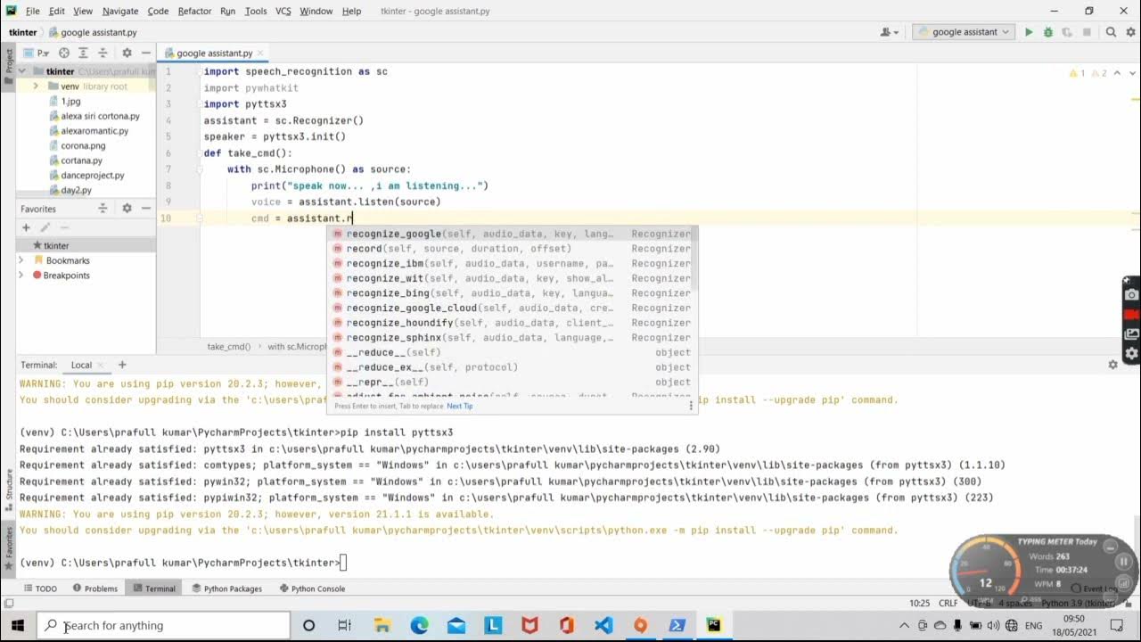 Make Your Own Assistant in 15 Minutes || Python Project || Alexa Siri ...