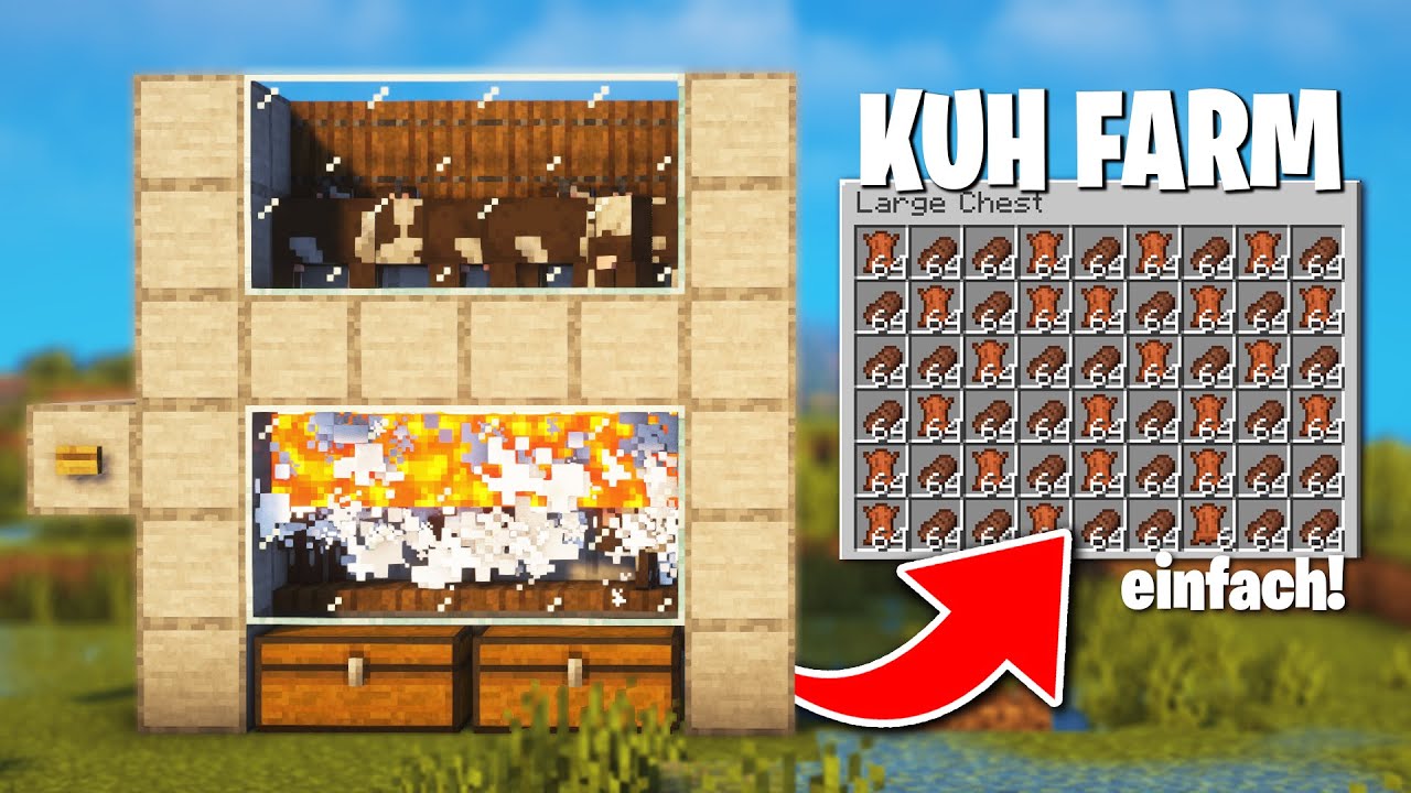 Minecraft: Einfachste Automatische Kuh Farm - Tutorial 1.20+ (Java ...
