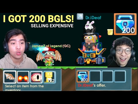 SELLING All My EXPENSIVE Items!! + (I GOT 200 BGLS!) OMG!! - Growtopia