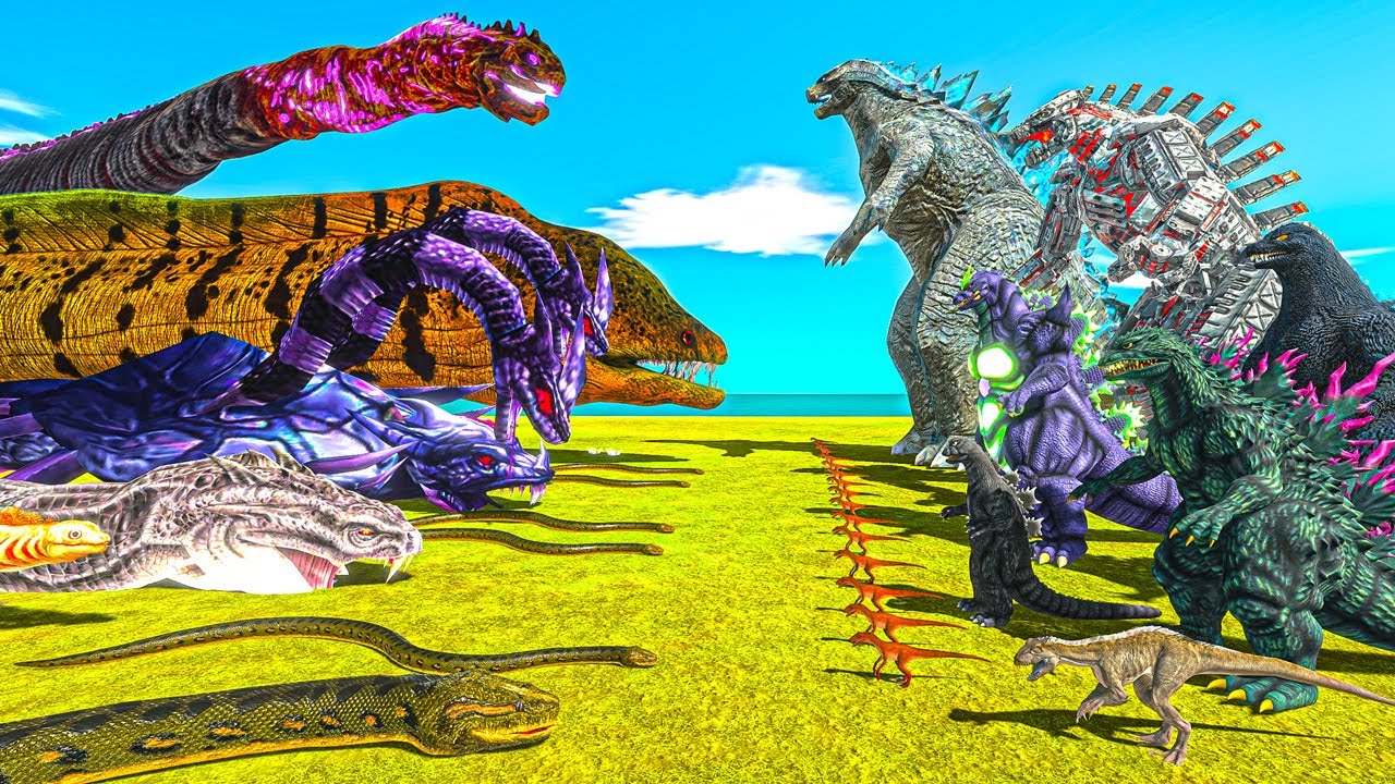 Shin Godzilla & Giant Snakes vs Godzilla Monster Team - YouTube