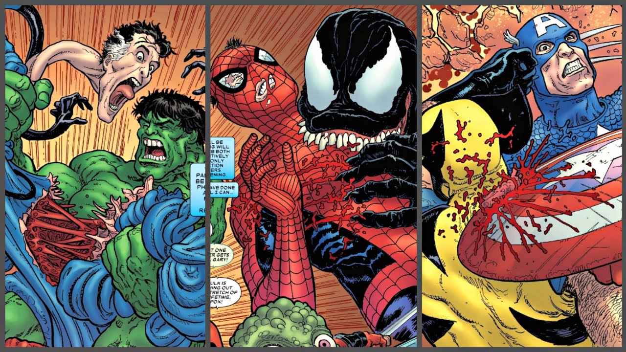 Venom Eats Spiderman's Heart, Hulk Rips Apart Mr. Fantastic, Wolverine ...